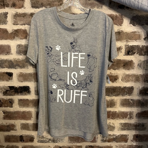 Disney | Tops | Nwt Walt Disney Parks Life Is Ruff Dogs Top Large ...